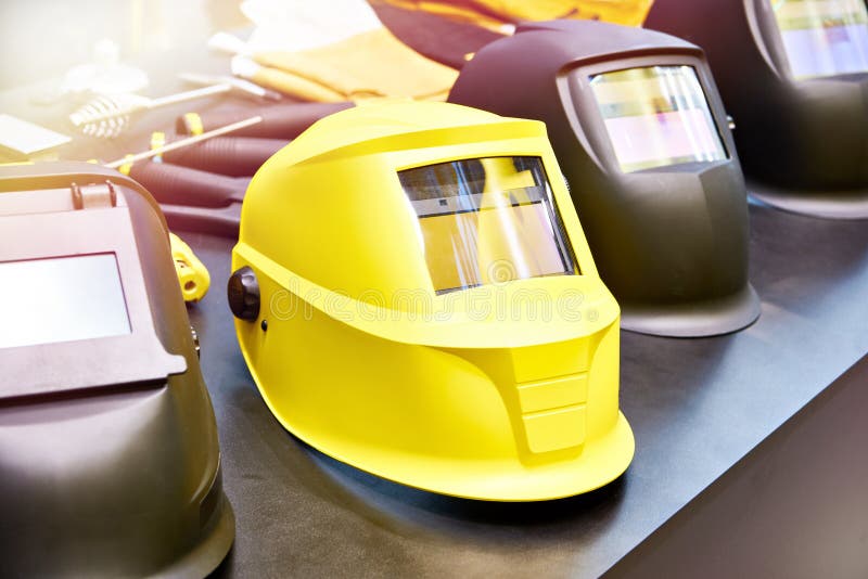 Protective Workwear Helmets for Welding Stock Image - Image of ...