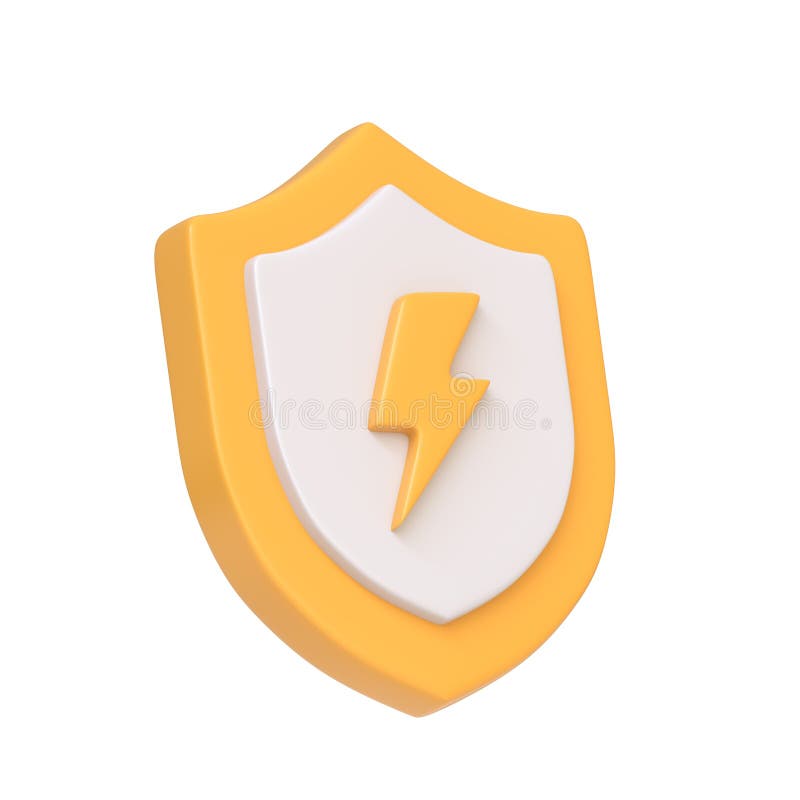 Protective Yellow Shield Featuring a Lightning Bolt, Symbolizing Energy ...