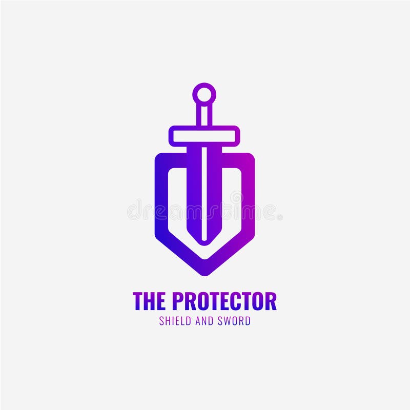 The Shield and Sword Protector Logo Concept Stock Vector - Illustration ...
