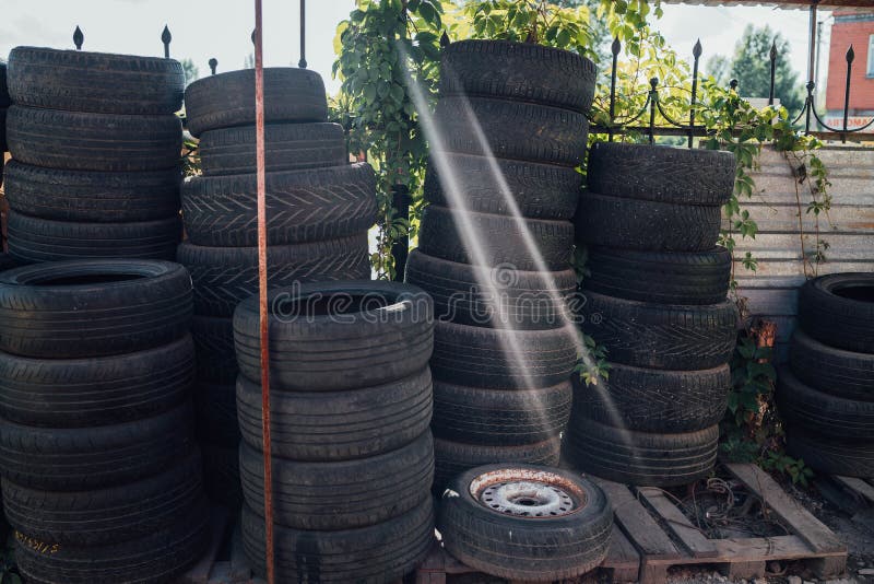 Protector of Automobile Tires. a Number of Automobile Tires. Different ...