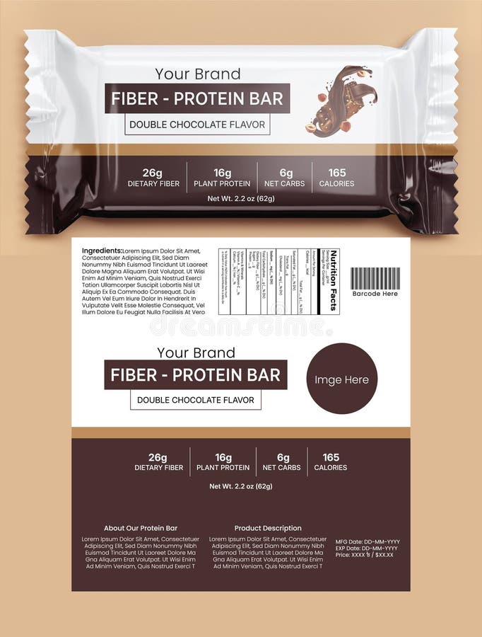 Protein Bar Label Template stock vector. Illustration of functional ...