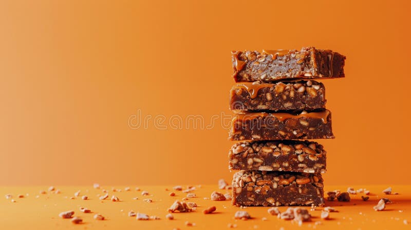 Delicious Caramel Chocolate Rice Crispy Treats Stack Bar Bar Food Brown ...