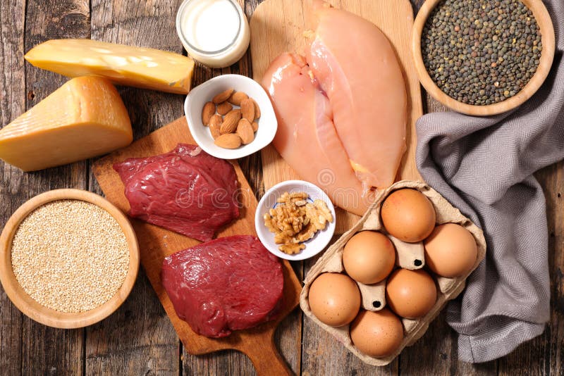 Protein food stock photo. Image of meat, assorted, composition - 73396762