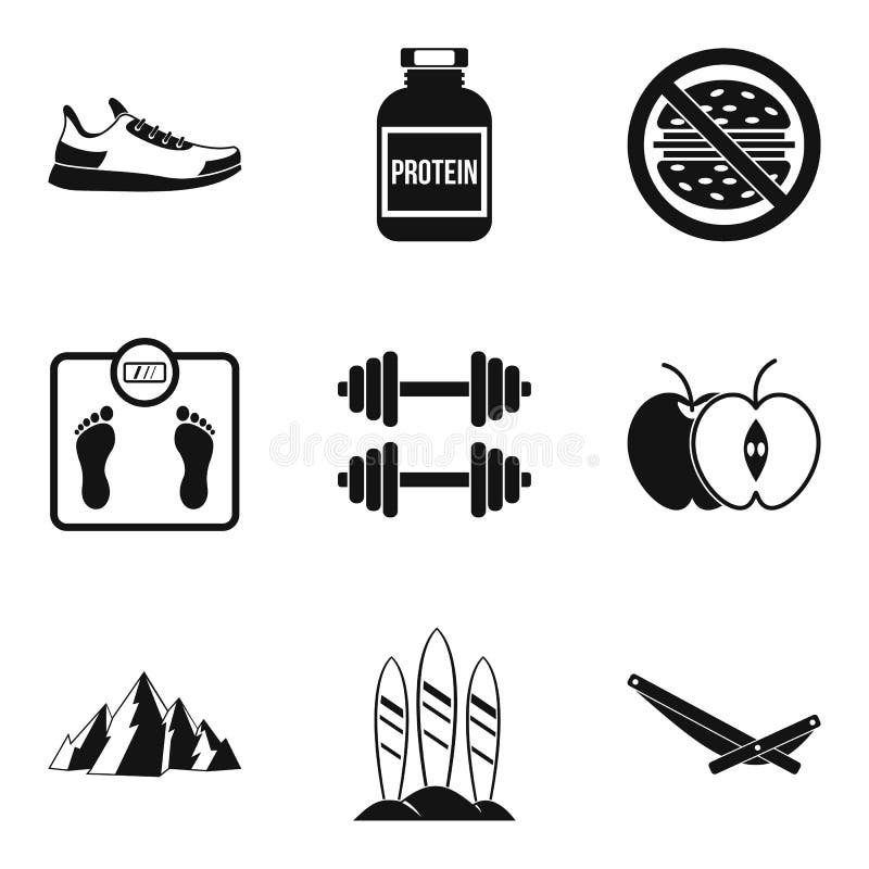 Protein Icons Set, Simle Style Stock Vector - Illustration of protein ...