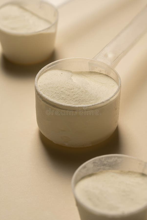 Protein Powder in a Measuring Scoops, Copy Space Stock Photo - Image of ...