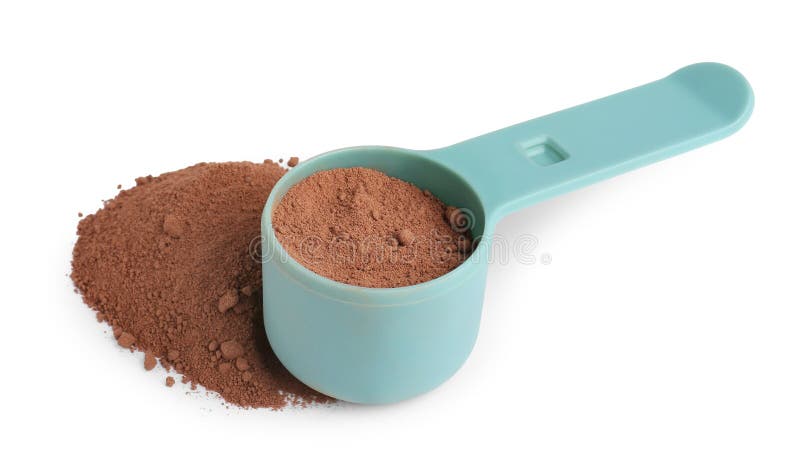 Protein Powder and Scoop Isolated on White Stock Photo - Image of ...