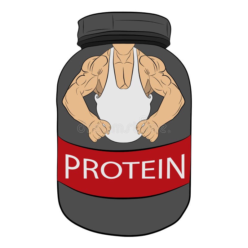 Protein Power Energy Jar with Muscle Hands Vector Drawing Illustration ...