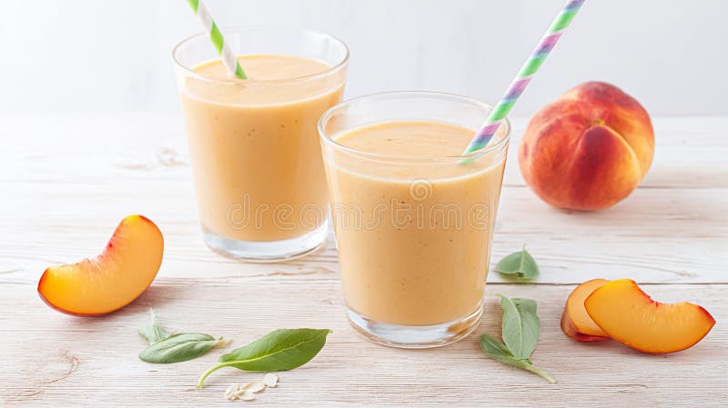 Protein Shake with Peach Milkshake, Yogurt Peaches Breakfast Drink ...
