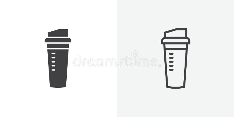 Protein Shaker Thin Line Icon Set Stock Vector - Illustration of ...