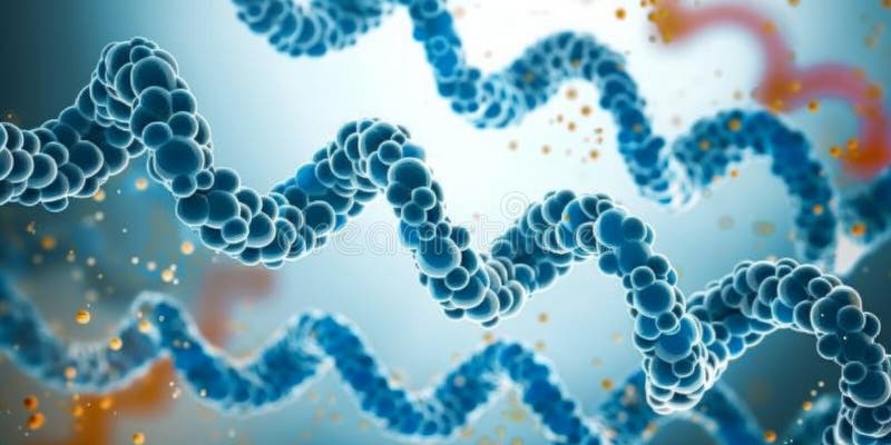 Protein Strands on Light White and Cyan Gradient Background Stock Image ...