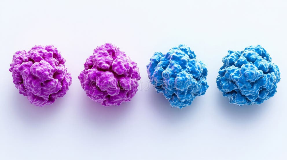 Protein Structures Rendered in Purple and Blue Hues Stock Illustration ...