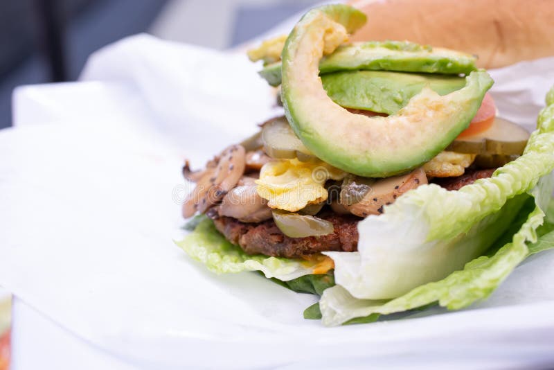 Protein Style Veggie Burger Stock Image - Image of bread, market: 254818755