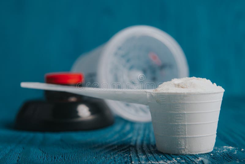 Protein Supplement Powder in Plastic Spoon Stock Photo - Image of ...