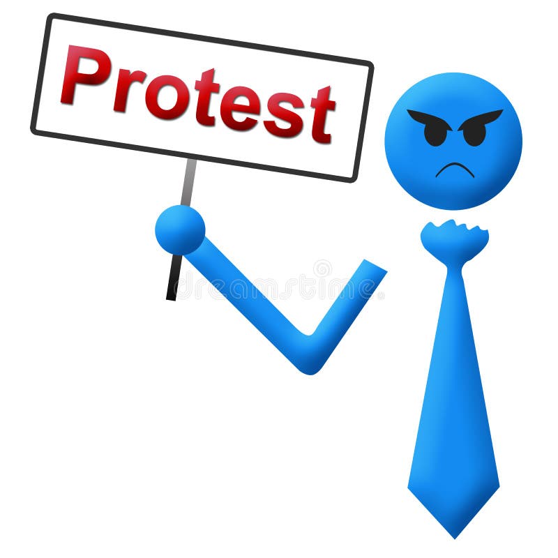 Angry Man With Protest Sign Stock Vector - Illustration of male ...