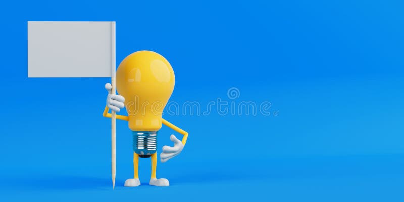 Protest or Announcement Concept. Light Bulb Character Holding Blank ...