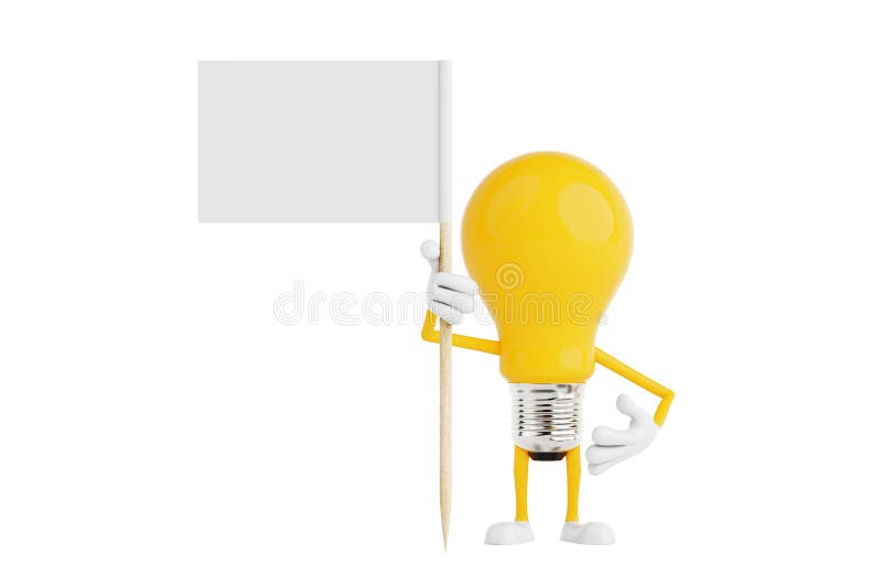 Protest or Announcement Concept. Light Bulb Character Holding Blank ...