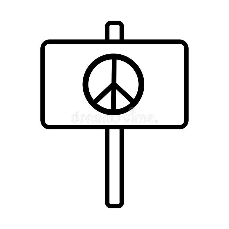 Protest Banner with Peace and Love Sign Line Style Icon Stock Vector ...