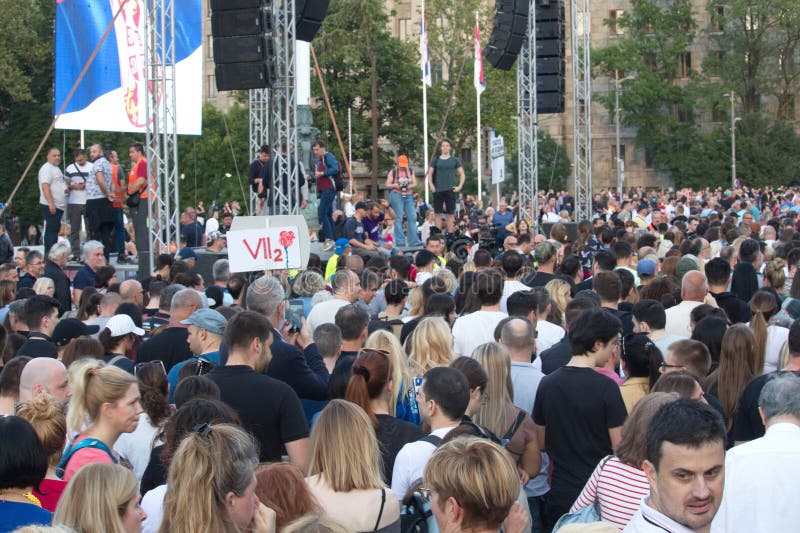 Protest in Belgrade with a Walk in Which the Gathered Citizens Protest ...