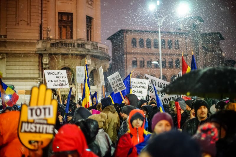 Protest in Bucharest, Romania Editorial Image - Image of masive ...