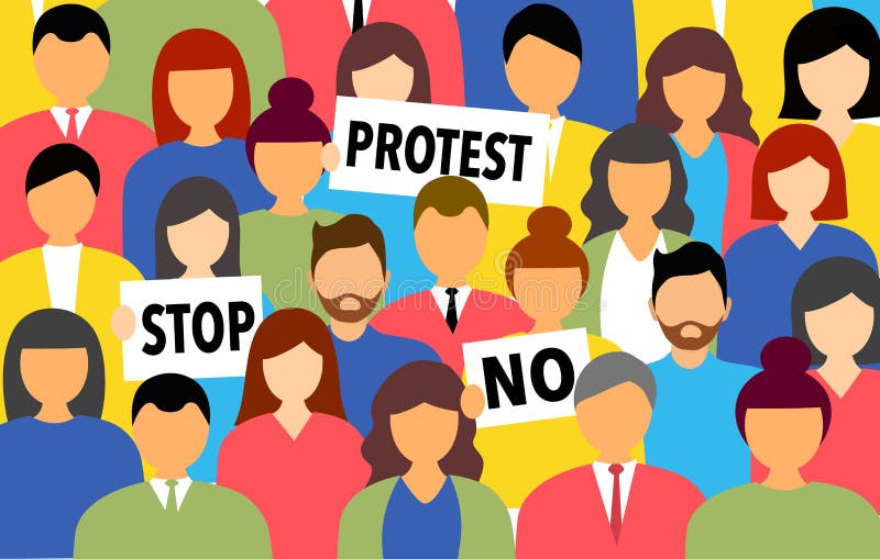 Protest Concept Vector Illustration. People Crowd Holding Protest ...
