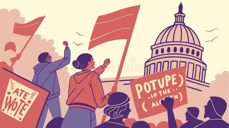 Protest Crowd Scene, Demonstration and Activism, Social Movement Vector ...