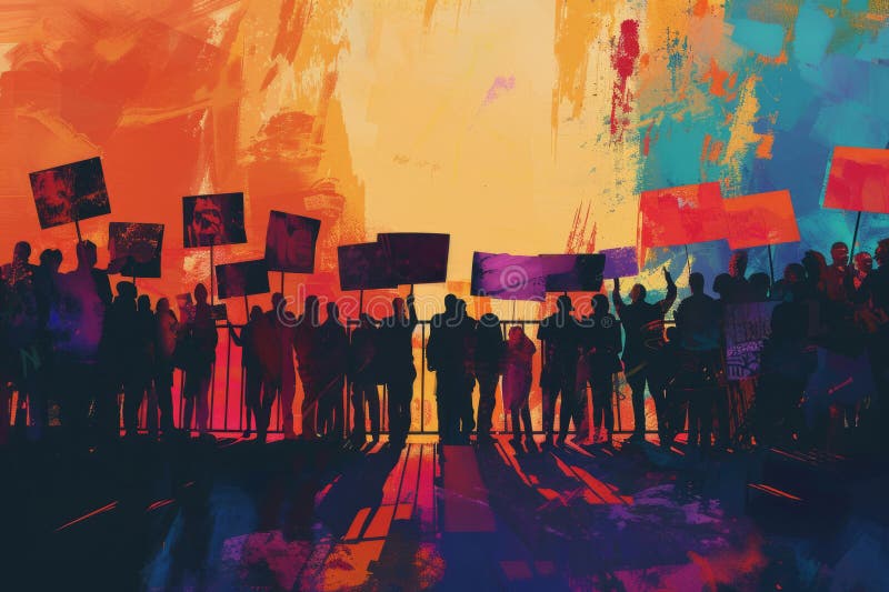 A Protest Features Two Opposing Groups Holding Signs on Either Side of ...