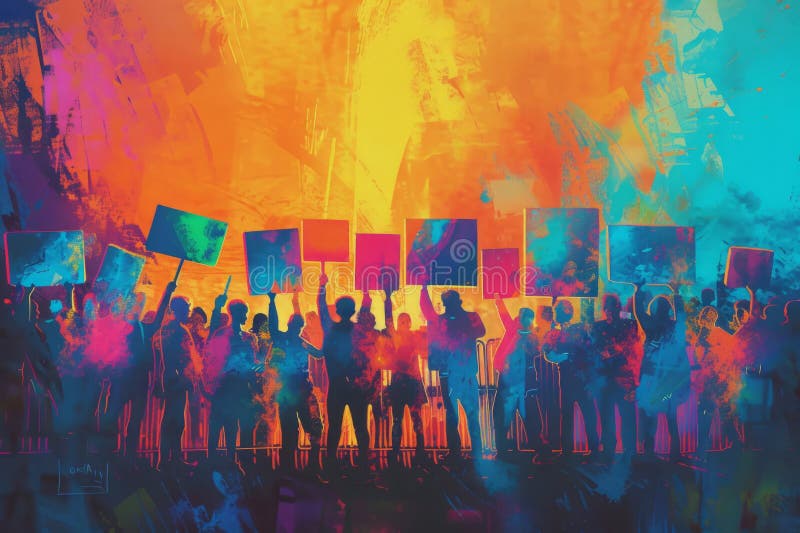 A Protest Features Two Opposing Groups Holding Signs on Either Side of ...