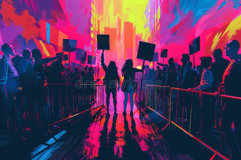 A Protest Features Two Opposing Groups Holding Signs on Either Side of ...