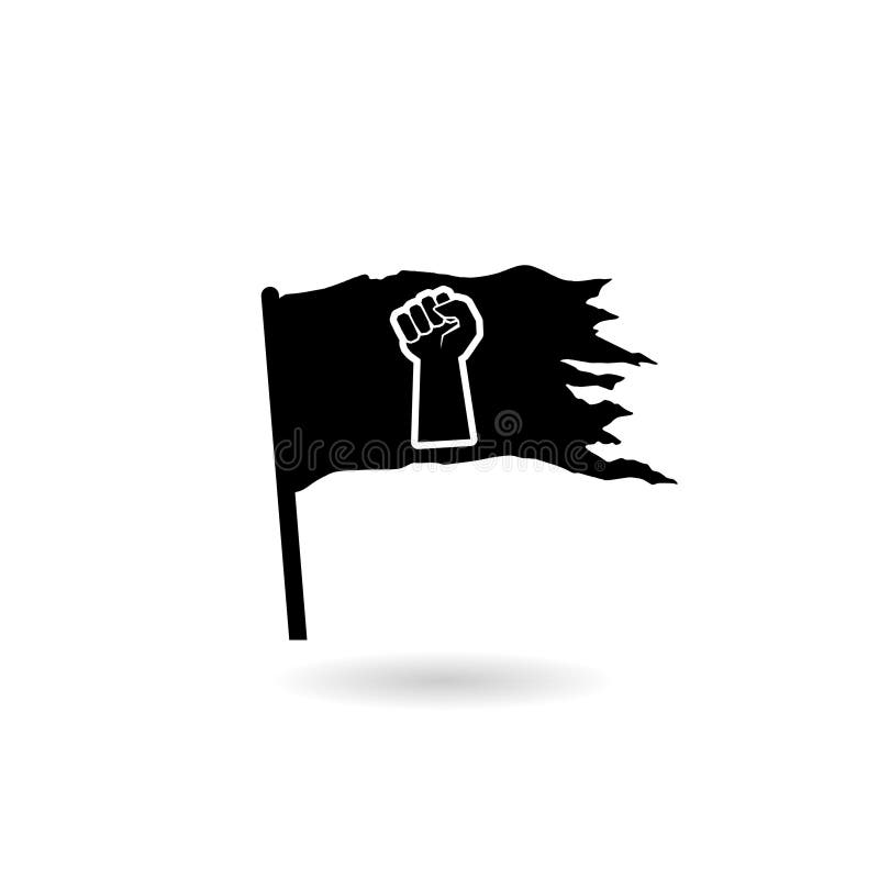 Protest Flag Icon with Shadow Stock Vector - Illustration of danger ...