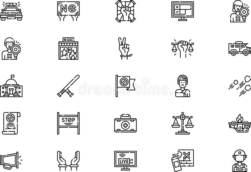 Protest Icons Collection is a Vector Illustration with Editable Stroke ...