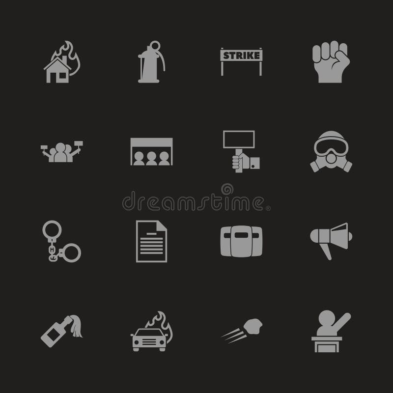 Protest, Strike, Riot. Simple Related Vector Icons Stock Illustration ...