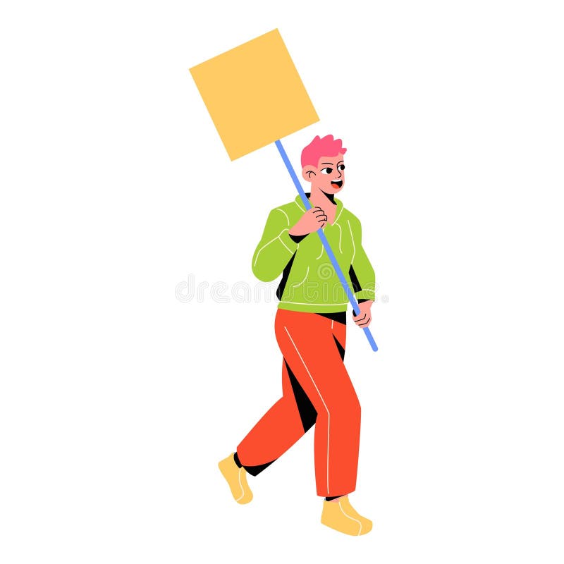 Vector Protest Man Cartoon Illustration Isolated Sticker Stock Vector ...