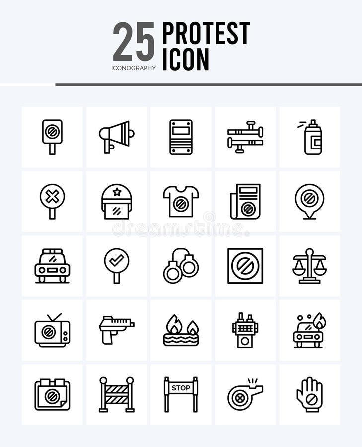 25 Protest Outline Icons Pack Vector Illustration Stock Vector ...