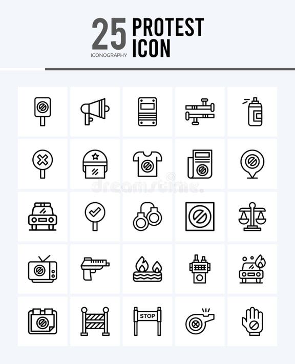 25 Protest Outline Icons Pack Vector Illustration Stock Vector ...