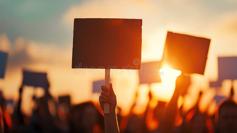 A Protest with People Holding Signs and Chanting Slogans Stock ...