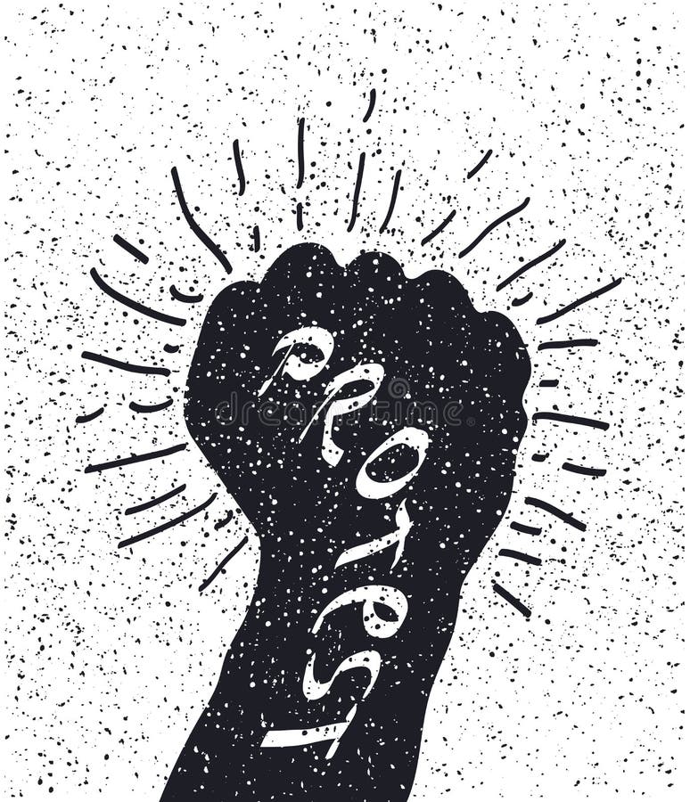 Protest Poster, Raised Fist Held in Protest. Stock Illustration ...