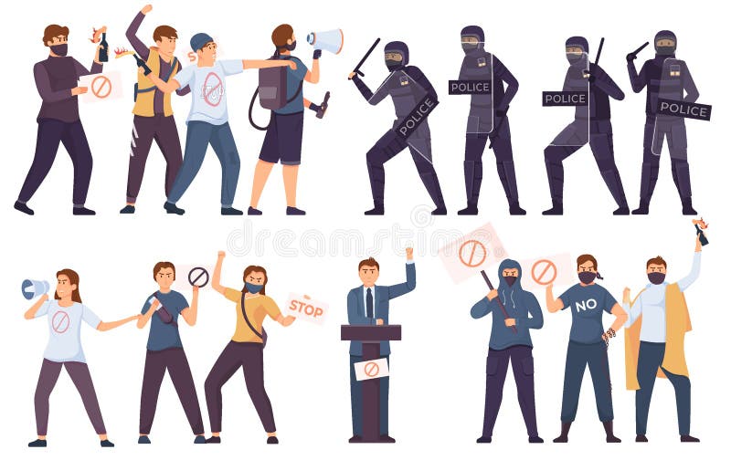 Protest Revolution Flat Set Concept Set Stock Vector - Illustration of ...