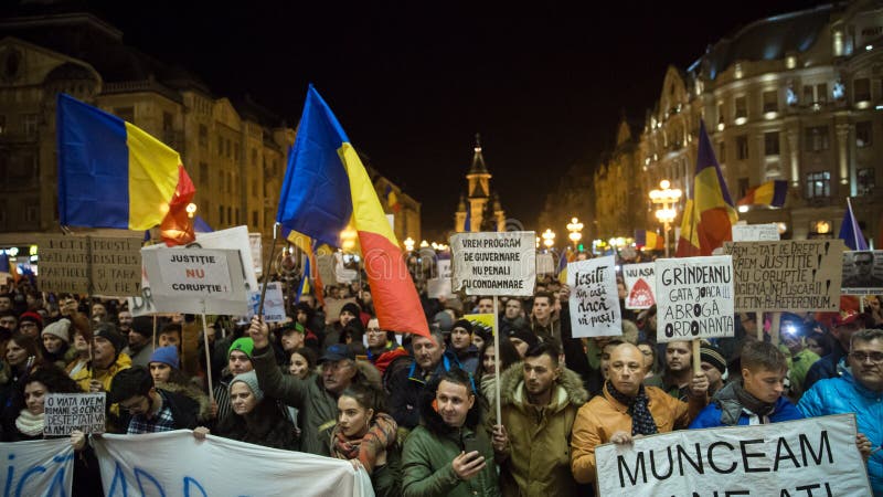 Romanians Protesting Against the Gouvernment in Sibiu Editorial Photo ...