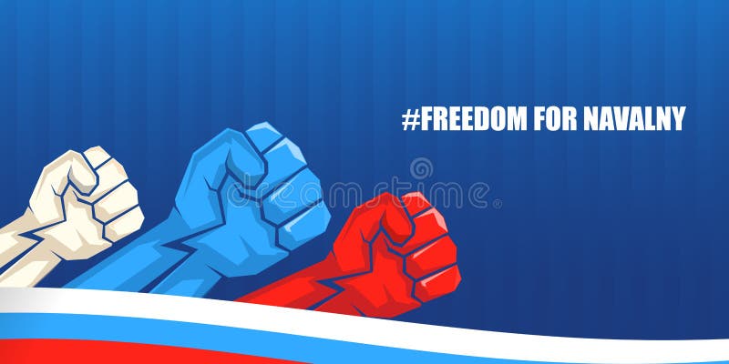 Protest in Russia 2021 Horizontal Banner Background with Protest Fists ...