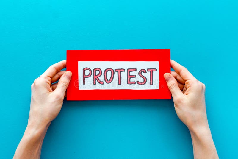 Protest Sign Concept. Word Protest on Paper Banner, Top View Stock ...