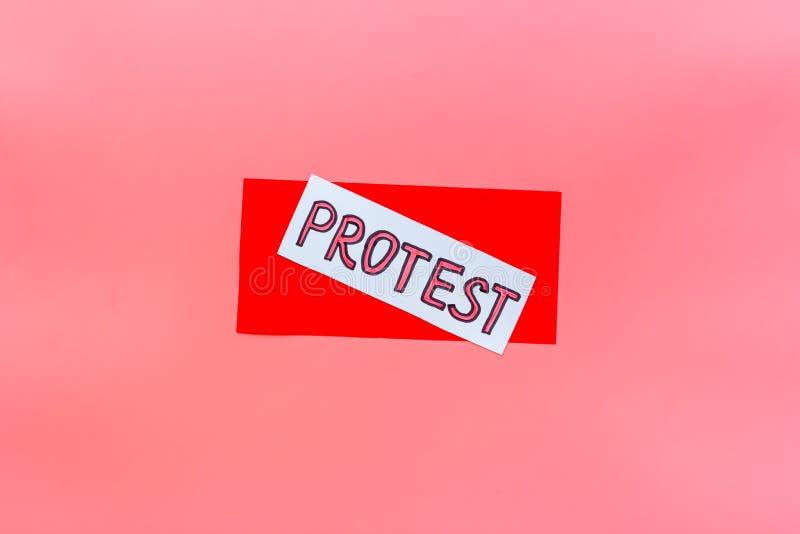 Protest Sign Concept. Word Protest on Paper Banner, Top View Stock ...