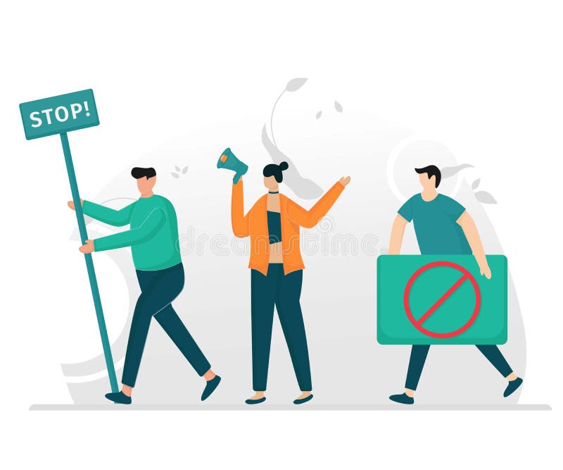 Illustration Vector Protesters People Strike Stock Vector ...