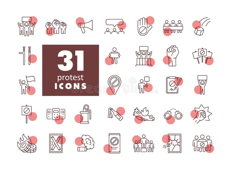 Protest, Strike, Revolution Set Vector Icons Stock Vector ...