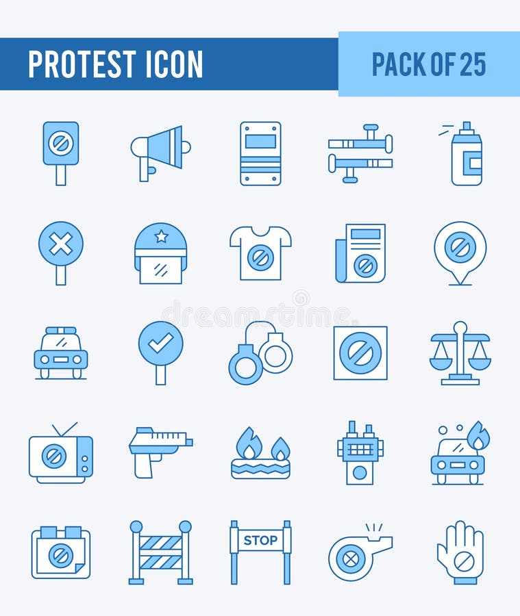 25 Protest. Two Color Icons Pack. Vector Illustration Stock Vector ...