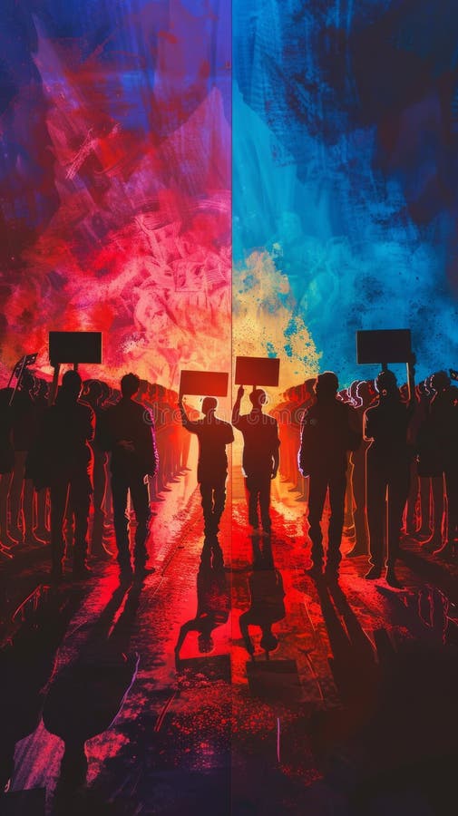In this Protest, Two Groups Stand on Opposite Sides of a Barrier, Each ...