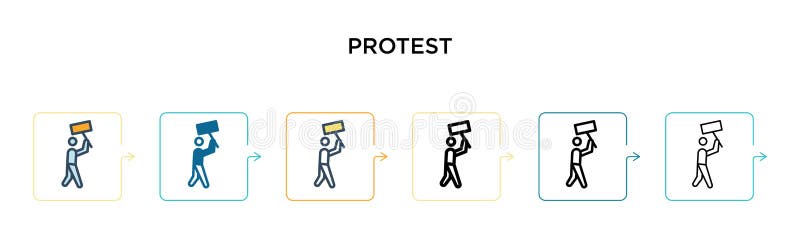 Protest Vector Icon in 6 Different Modern Styles. Black, Two Colored ...