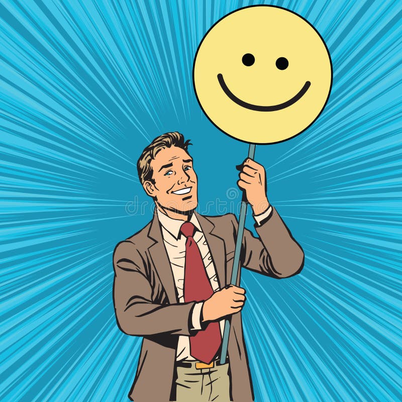 Protesteerder Met Een Smiley Van Afficheemoji Vector Illustratie ...