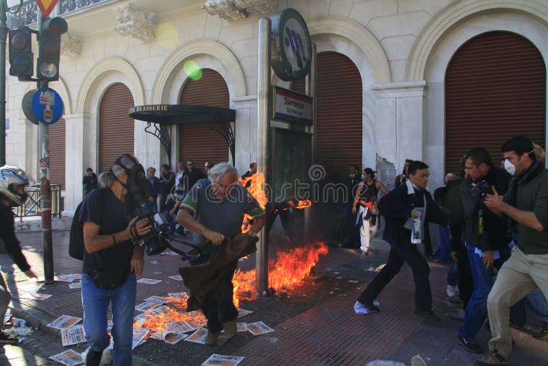 Protester on Fire from Molotov Coctail Editorial Photo - Image of ...