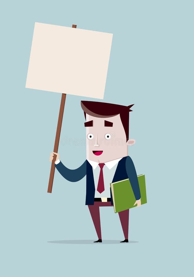 Blank Protest Sign with Wooden Holder. Realistic Vector Demonstration ...