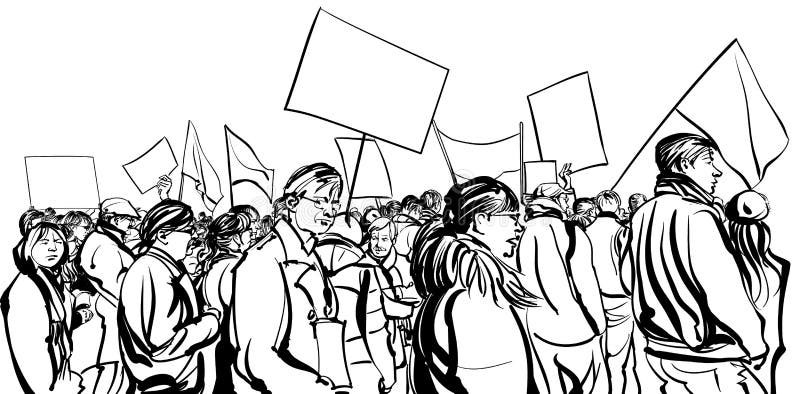 Protesters Crowd Walking in a Demonstration Stock Vector - Illustration ...